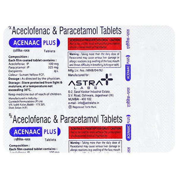 ACENAAC PLUS Tablet 10's Price, Uses, Side effects, Substitutes | Netmeds
