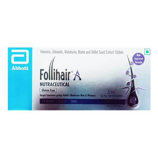 FOLLIHAIR A NEW GLUTEN FREE Tablet 15's Price, Uses, Side effects ...