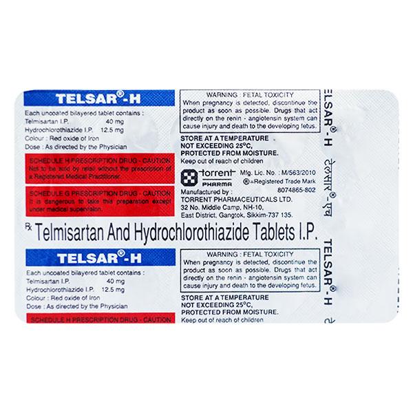 Telsar H 40mg Tablet 15'S : Price, Uses, Side Effects | Netmeds