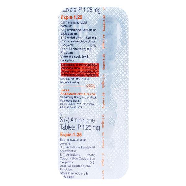 Espin 1.25mg Tablet 10'S : Price, Uses, Side Effects | Netmeds