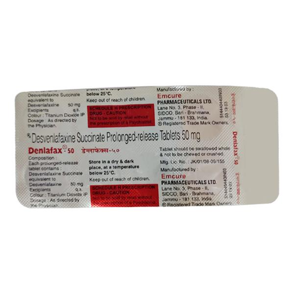 Denlafax 50mg Tablet 10'S : Price, Uses, Side Effects | Netmeds