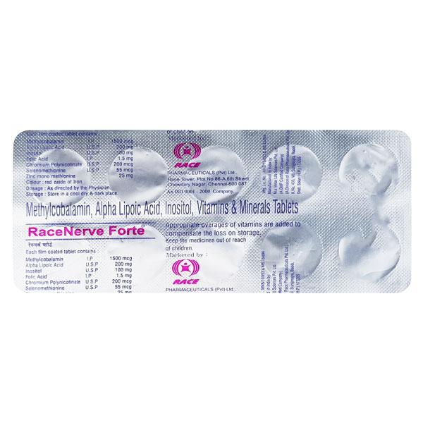 RACENERVE FORTE Tablet 10's Price, Uses, Side effects, Substitutes ...