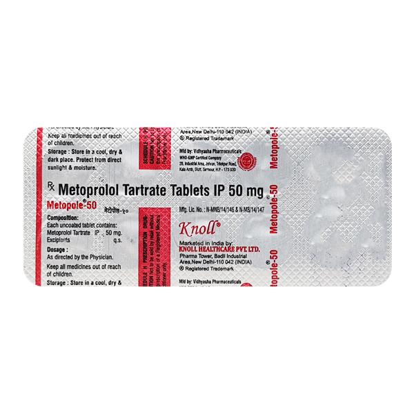 METOPOLE 50mg Tablet 10's : Price, Uses, Side Effects | Netmeds
