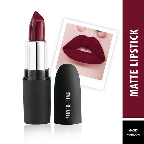 Buy Swiss Beauty Pure Matte Lipstick - (Magic Maroon) 3.8 gm Online at ...