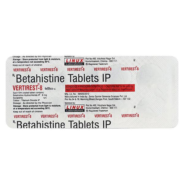 Buy Vertirest 8mg Tablet 10'S Online at Upto 25% OFF | Netmeds
