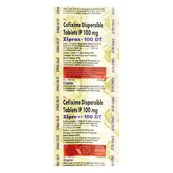 Ziprax DT 100mg Tablet 10'S : Price, Uses, Side Effects | Netmeds