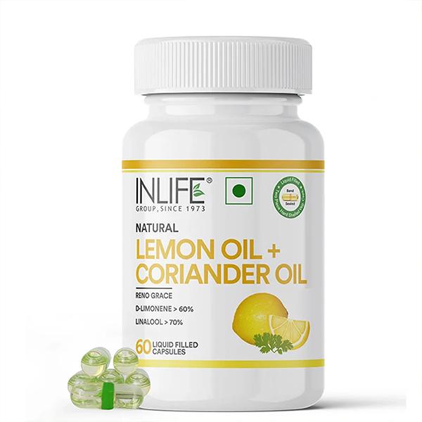 INLIFE Natural Lemon Coriander Oil Veg Capsules 60's