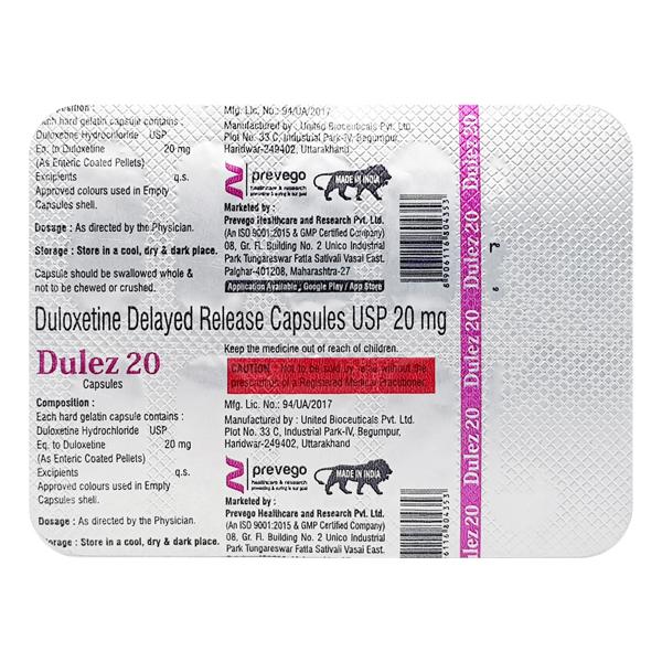 DULEZ 20 Capsule 10's : Price, Uses, Side Effects | Netmeds