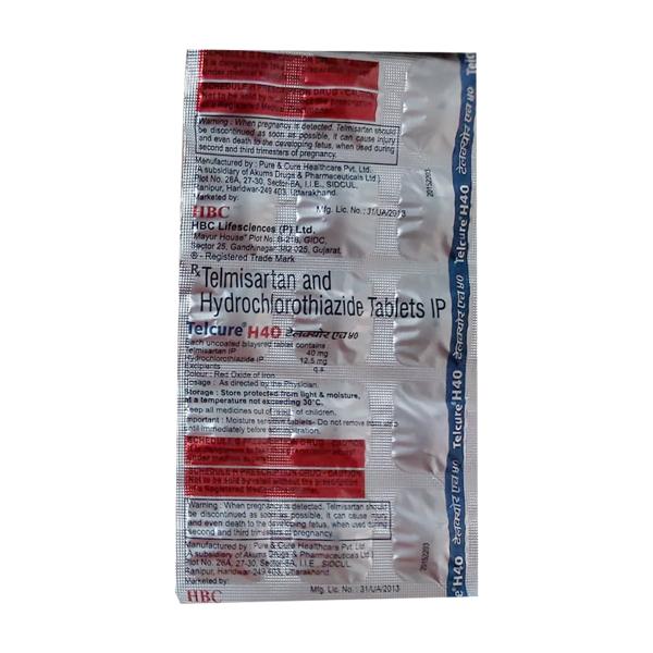 TELCURE H 40 Tablet 15's : Price, Uses, Side Effects | Netmeds