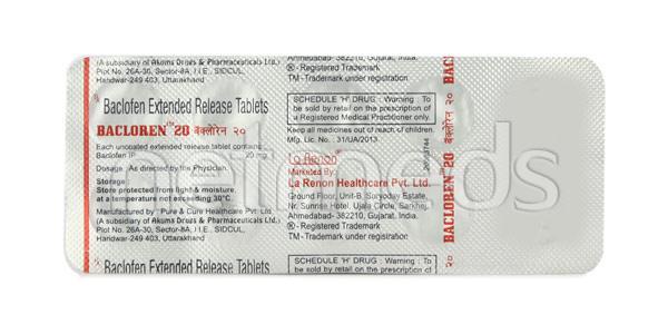 Bacloren 20mg Tablet 10'S Price, Uses, Side effects, Substitutes | Netmeds