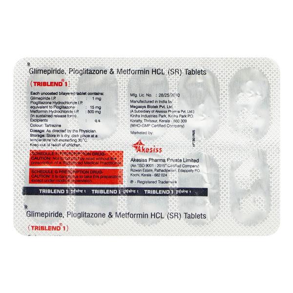 TRIBLEND 1mg Tablet 10's : Price, Uses, Side Effects | Netmeds