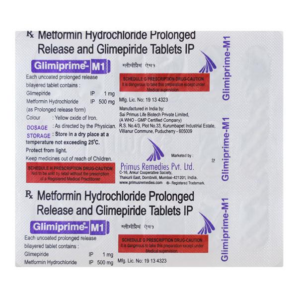 GLIMIPRIME M 1 Tablet 15's : Price, Uses, Side Effects | Netmeds