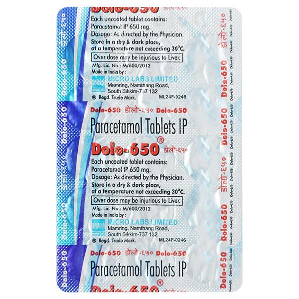 Dolo 650 Tablet 15's Price, Dosage, Substitute, Uses | Netmeds