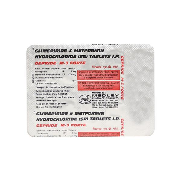 Gepride M3 Forte Tablet 10'S : Price, Uses, Side Effects | Netmeds