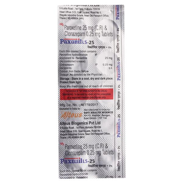 PAXONIL LS 25 Tablet 10's - Price, Uses, Side Effects, and Substitutes ...