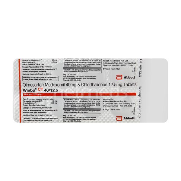 Winbp CT 40/12.5mg Tablet 10'S Price, Uses, Side effects, Substitutes ...