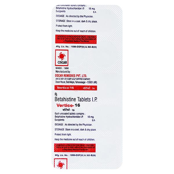 VERTICO 16 Tablet 10's Price, Uses, Side effects, Substitutes | Netmeds