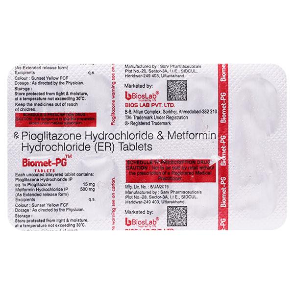 BIOMET PG Tablet 10's : Price, Uses, Side Effects | Netmeds