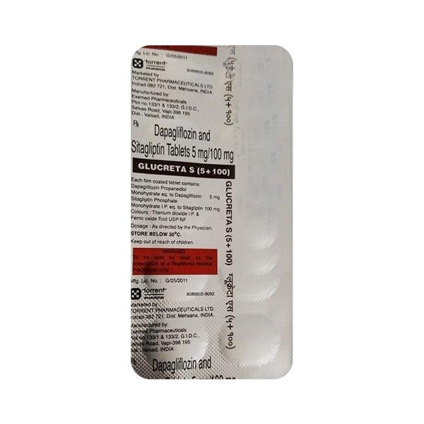 GLUCRETA S 5+100 Tablet 10's Price, Uses, Side effects, Substitutes ...