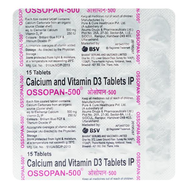 Ossopan 500mg Tablet 15'S Price, Uses, Side effects, Substitutes | Netmeds