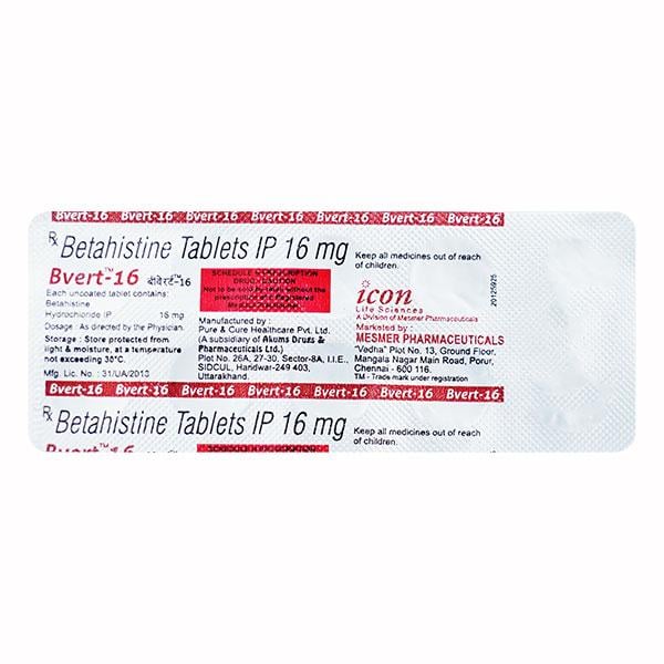 Buy Bvert 16mg Tablet 10'S Online at Upto 25% OFF | Netmeds