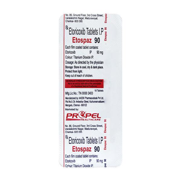 Buy ETOSPAZ 90 Tablet 10's Online at Upto 25% OFF | Netmeds