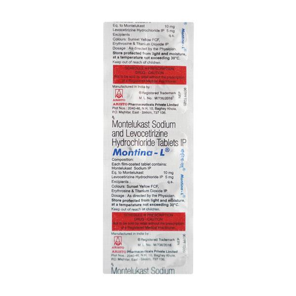Montina L Tablet: Uses, Side Effects, Precautions | Netmeds