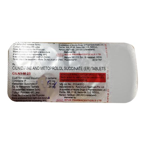CILNY M 25 Tablet 10's : Price, Uses, Side Effects | Netmeds