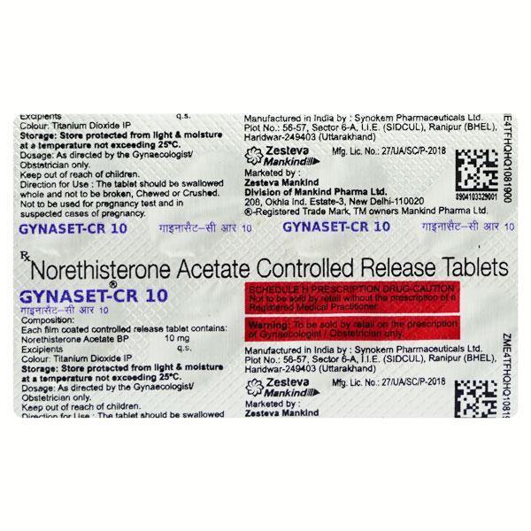 GYNASET CR 10 Tablet 10's Price, Uses, Side effects, Substitutes | Netmeds