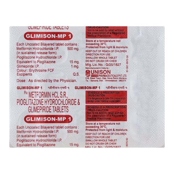 Glimison MP 1/500/15mg Tablet 15'S : Price, Uses, Side Effects | Netmeds