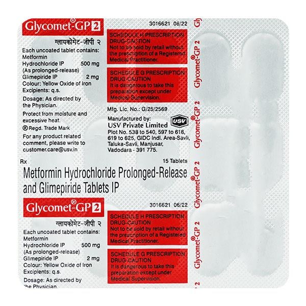 Glycomet GP 2mg Tablet 15'S : Price, Uses, Side Effects | Netmeds