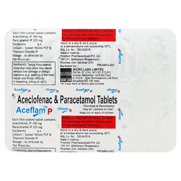 Buy ACEFLAM P Tablet 10's Online at Upto 25% OFF | Netmeds