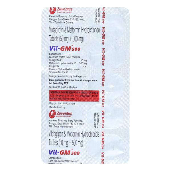 VIL GM 500mg Tablet 10's Price, Uses, Side effects, Substitutes | Netmeds
