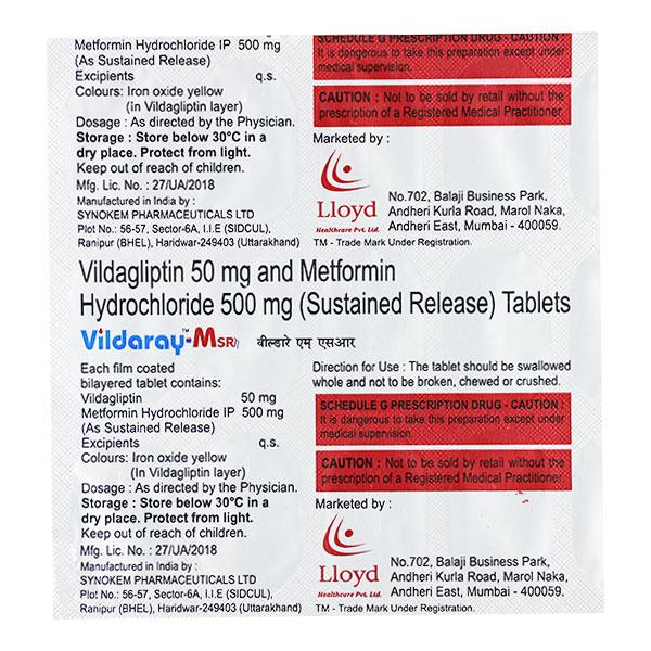VILDARAY M SR Tablet 15's : Price, Uses, Side Effects | Netmeds