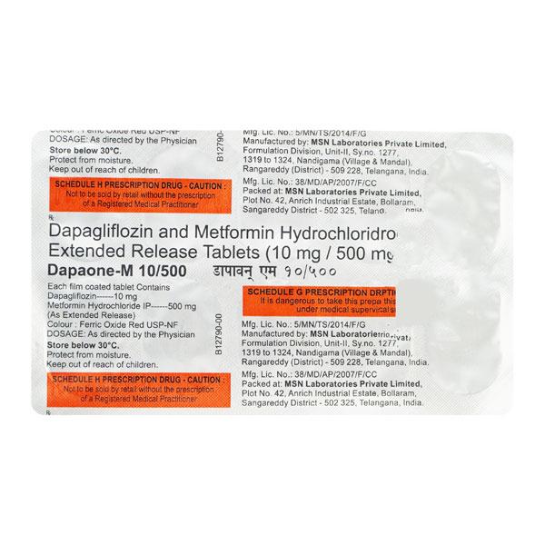 DAPAONE M 10/500 Tablet 10's Price, Uses, Side effects, Substitutes ...