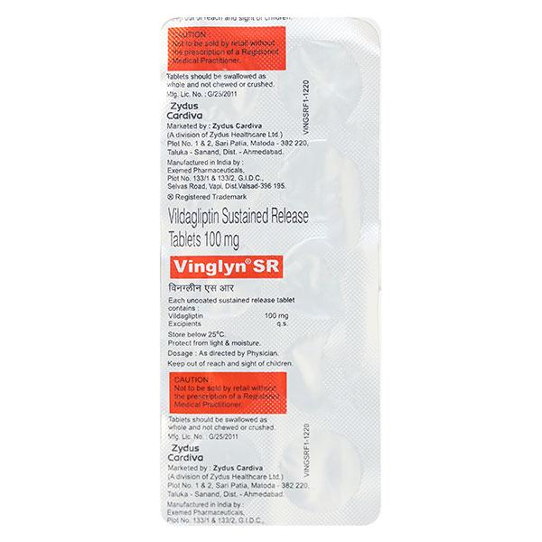 VINGLYN SR 100 Tablet 10's : Price, Uses, Side Effects | Netmeds