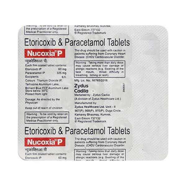 NUCOXIA P Tablet 15's Price, Uses, Side effects, Substitutes | Netmeds
