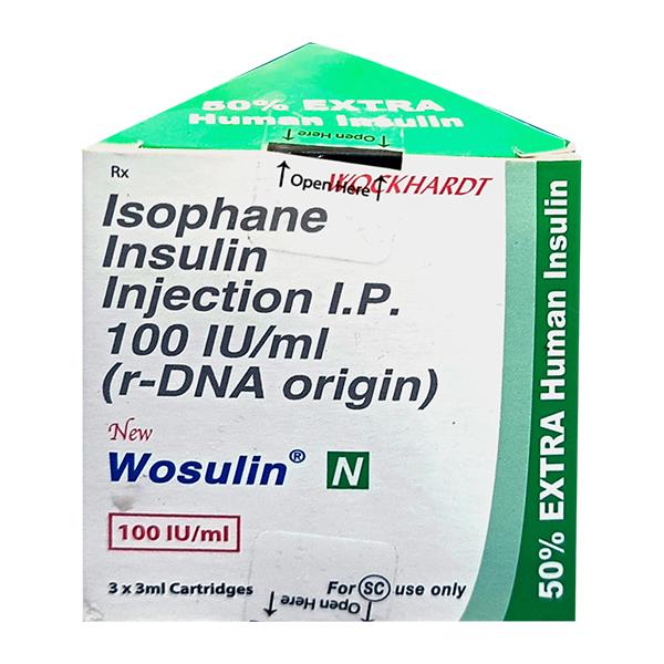 WOSULIN N NEW 100iu Cartridge 3x3ml : Price, Uses, Side Effects | Netmeds