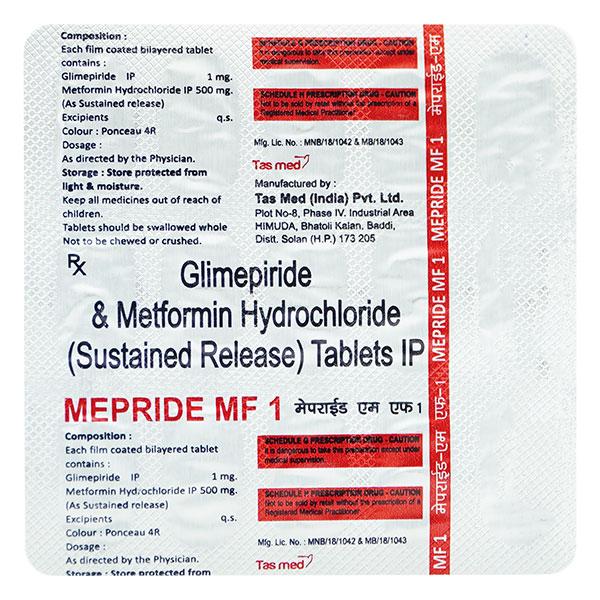 MEPRIDE MF 1mg Tablet 15's : Price, Uses, Side Effects | Netmeds
