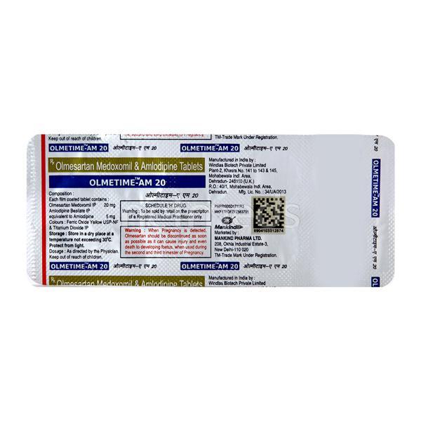 Olmetime AM 20mg Tablet 10'S : Price, Uses, Side Effects | Netmeds