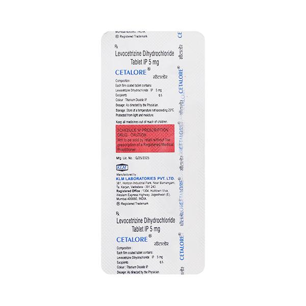 CETALORE 5mg Tablet 10's Price, Uses, Side effects, Substitutes | Netmeds