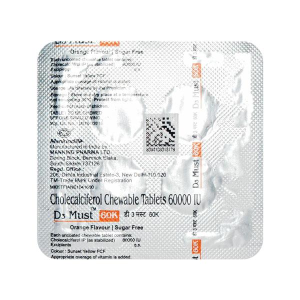 Buy D3 Must 60K Sugar Free Orange Flavour Tablet 4'S Online at Upto 25% ...