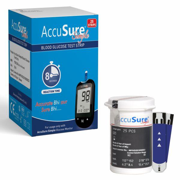 Buy AccuSure Simple Gluco Test Strip 25's for Reliable Blood Glucose ...