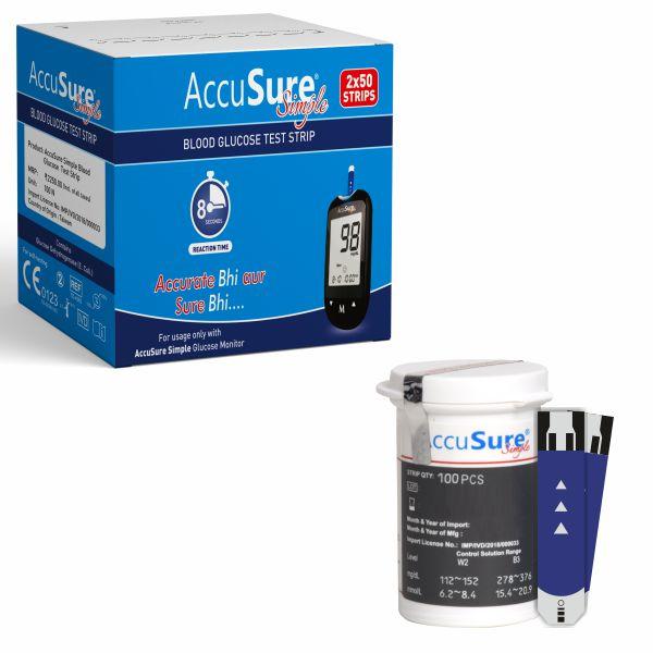 AccuSure Simple Gluco Test Strip 100's Online at Discounted Price | Netmeds