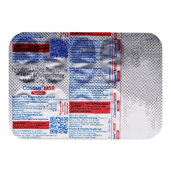 COSOME MSR Tablet 10's Price, Uses, Side effects, Substitutes | Netmeds