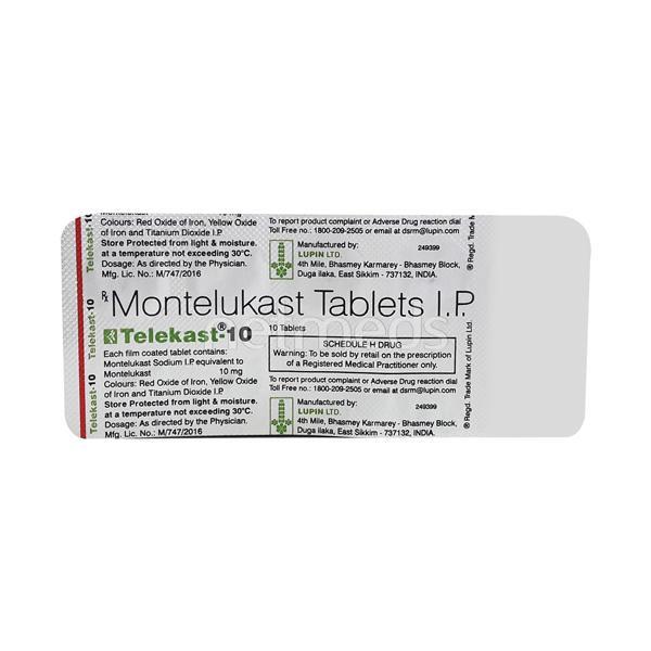 Telekast 10mg Tablet 10'S Price, Uses, Side effects, Substitutes | Netmeds