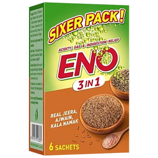 Eno 3 In 1 Sachet - Real Zeera, Ajwain, Kala Namak Flavour (Pack Of 6 x ...