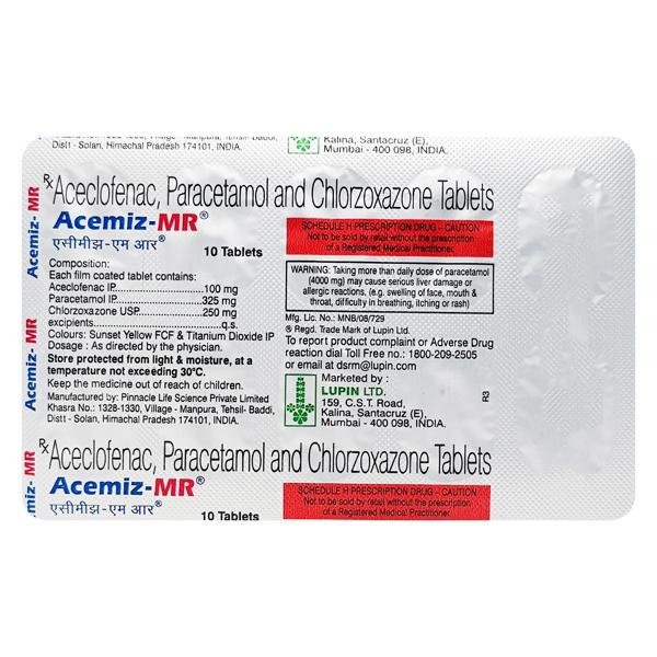 Acemiz MR Tablet 10'S - Price, Uses, Side Effects | Netmeds
