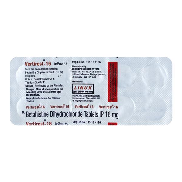 Vertirest 16mg Tablet 10'S Price, Uses, Side effects, Substitutes | Netmeds