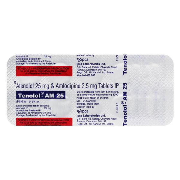 Tenolol AM 25mg Tablet 10'S : Price, Uses, Side Effects | Netmeds